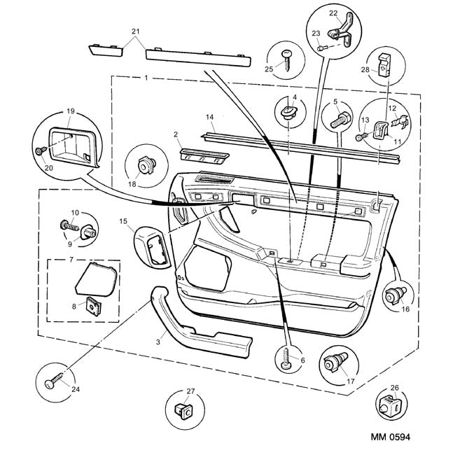 ELB105250SMO - Rover R8 - Casing rear door - LH, Leather, Stone Beige ...